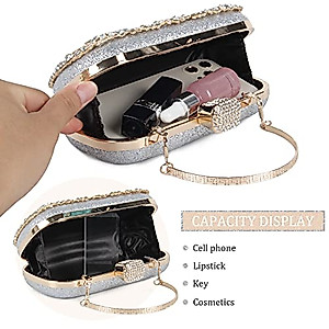 SUKUTU Gorgeous Women Sparkling Evening Bag Rhinestone Beaded Clutch Purse Glitter Bridal Prom Party Handbag
