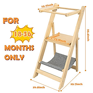 comax Toddler Tower Kitchen Stool Helper, Kids Kitchen Step Stool, Toddler Stool Kitchen Counter Standing Tower for Toddlers 1-3, Nursery Stand Ladder Toddler Helper Tower