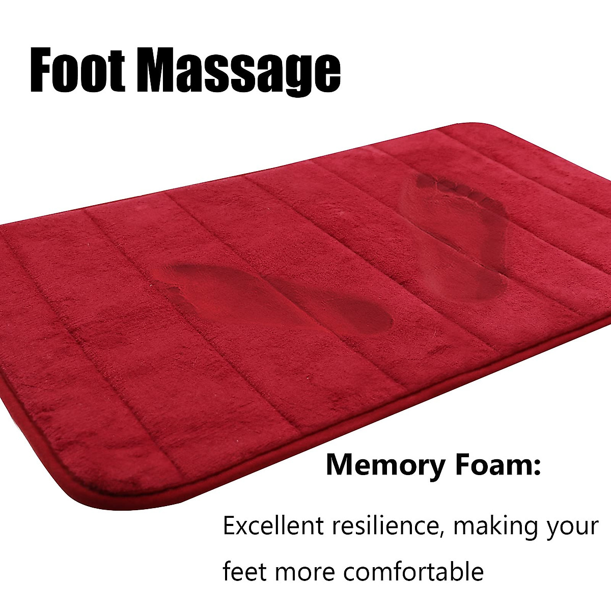 SK Studio Memory Foam Bath Mat Non Slip Absorbent Bathroom Rugs Thick Soft Dry Fast for Kitchen Runner Mat for Kitchen Floors Red, 16x24 inch