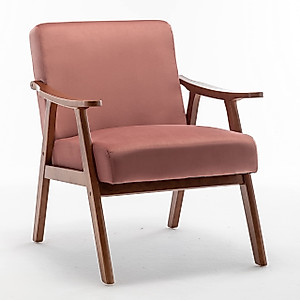 Container Furniture Direct Accent Chair with Microfiber Upholstery and Solid Wood Frame, Classic Mid-Century Modern Living Room Furniture for Extra Seating, 30.31" D x 26.37" W x 31.88" H, Rose