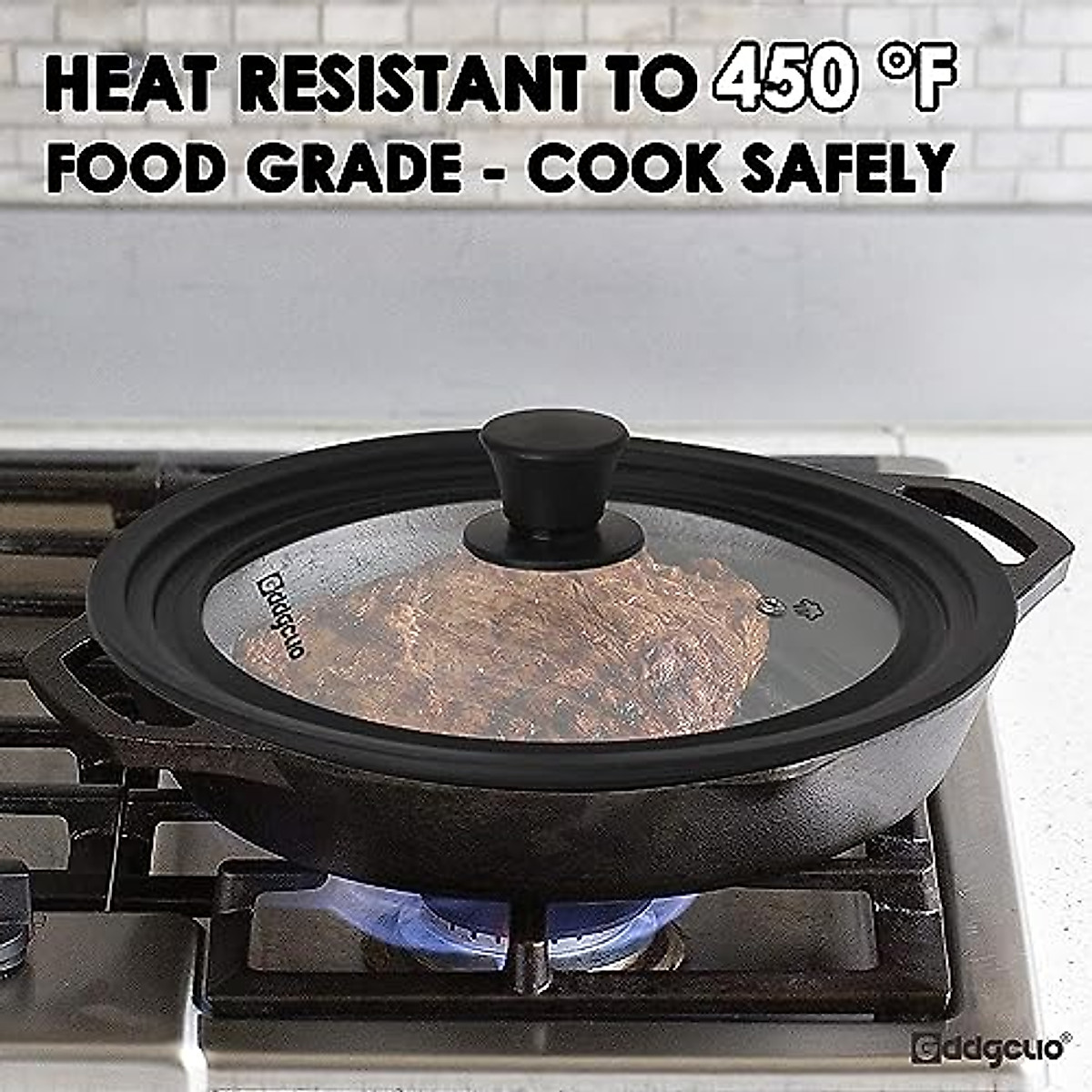 GDDGCUO Universal Pan Lids, Large Silicone Pot lids for Pots, Pans & Skillets - Fits 13", 14" & 15" Diameter Cookware, Frying Pan lid BPA Free and Dishwasher Safe