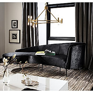 Safavieh Couture Home Evangeline Modern Glam Black Velvet Parisian Sofa