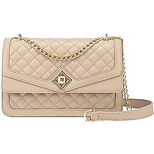 LOVEVOOK Shoulder Bag for Women Quilted Crossbody Purse,Leather Chain Bag for Gift Classic Satchel Handbag Nude