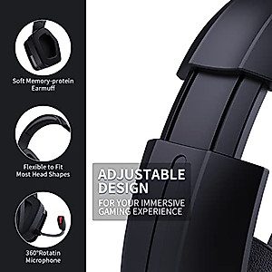 Shuomeng Gaming Headset Headphones with Microphone, SM-H1BK 3.5mm Audio Jack Over Ear Black Headphones Wired for PC Switch Playstation Xbox PS5 Laptop