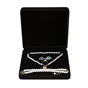 LETURE Velvet Jewelry Set Box, Velvet Gift Box for Bracelet Necklace Earring Ring (Black)