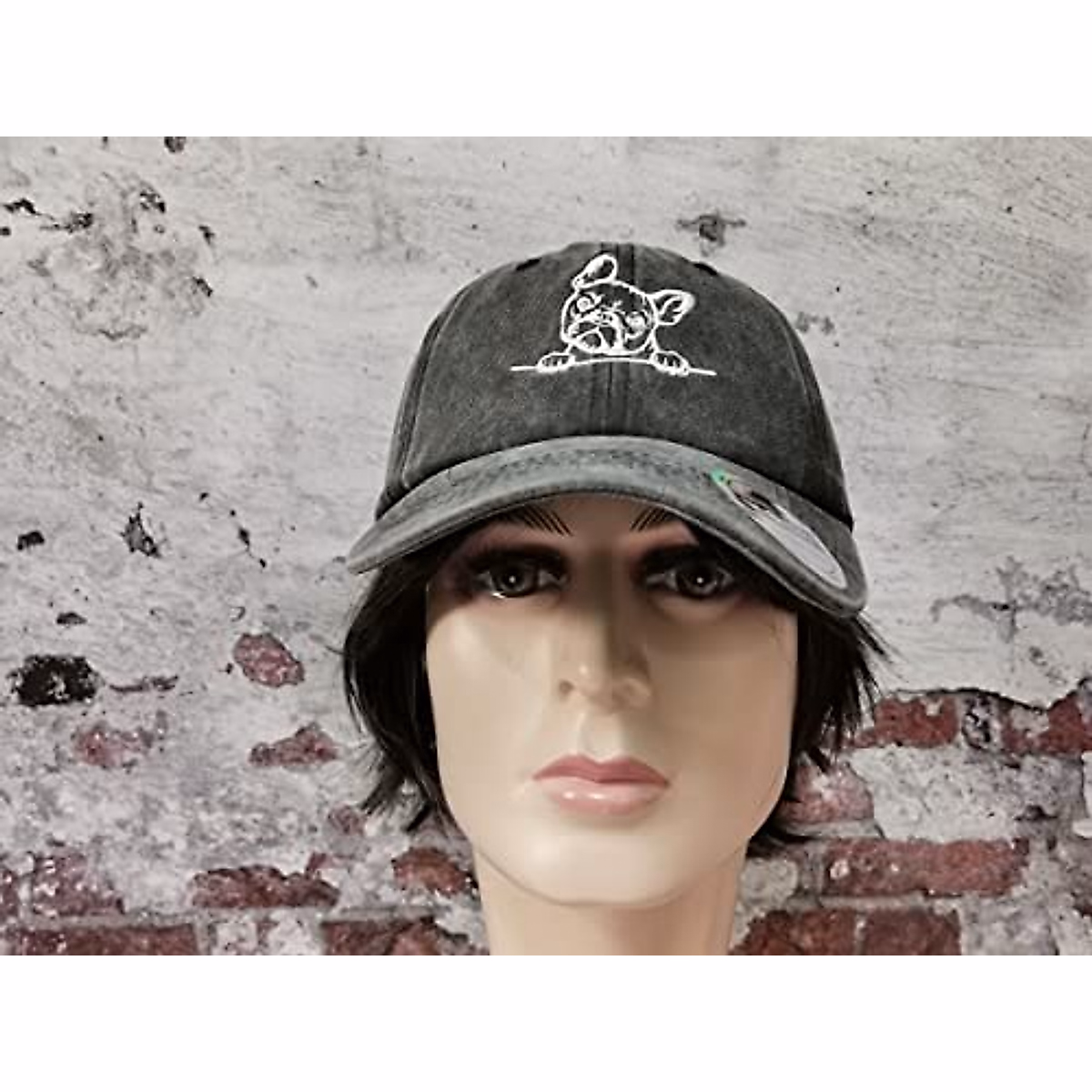 Hepandy French Bulldog Dog Hat for Women Men, Washed Black Embroidered Baseball Cap, Outdoor Travel Snapback Adjustable Dad Hat