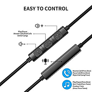 USB Type C Earphones Stereo in Ear Earbuds Headphones with Microphone Noise Cancelling Wired Earbuds with Mic and Volume Control Compatible with Google Pixel 2/XL, Xiaomi, Huawei and More