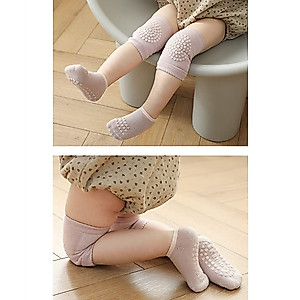 Unisex Toddler Non Slip Knee Pads and Socks Sets for Baby Boy Girls' Crawling Learn to Walk 6-15 Months