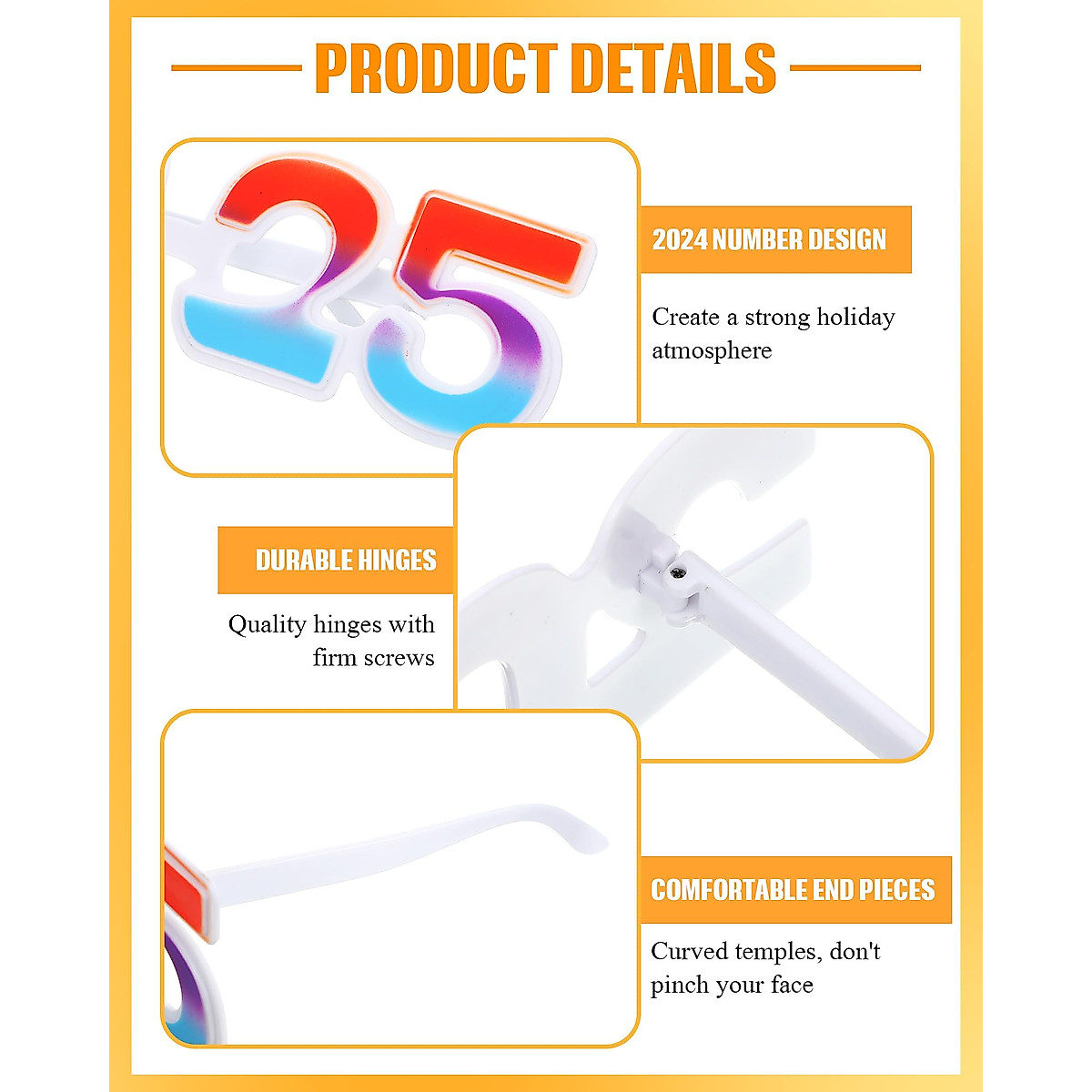 Riceshoot 10 Pairs 2025 New Years Eyeglasses 2025 Graduation Glasses 2025 New Years Eve Party Favors Supplies Glitter Number Glasses 2025 Props Eyeglasses for New Years Graduation Party