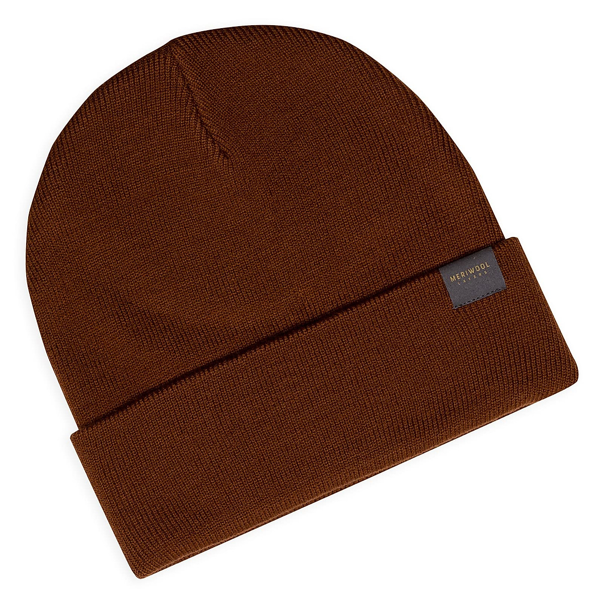 MERIWOOL Beanie for Men and Women - Merino Wool Blend Ribbed Knit Winter Hat Brown