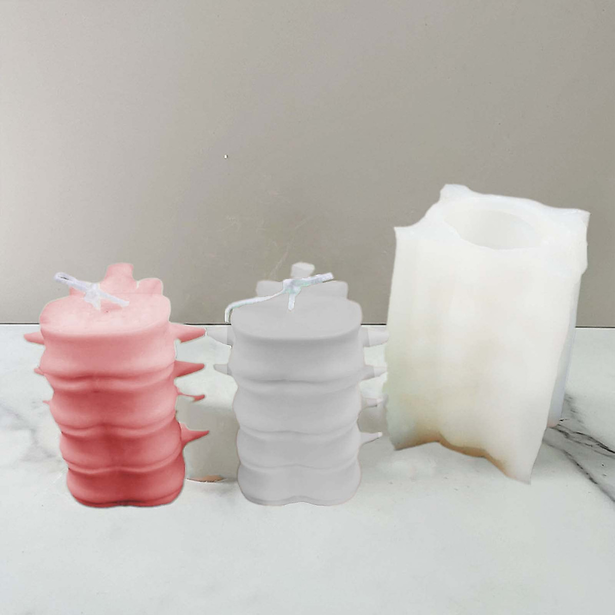 WOPODI Humans Vertebrae Resin Casting Mold 3D Spinal Cord Bone Shape Silicone Candle Molds Columnar Realistic Internal Body Organs Fondant Cakes Scented Beeswax Soap Mould Halloween Party Home Decor