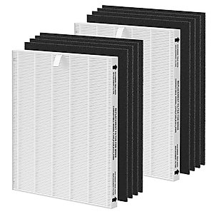 VALZONE Winix C545 2 Pack H13 True HEPA Replacement Filter S Compatible with Winix C545 Part# 1712-0096-00 with 8 Extra Activated Carbon Pre-Filters 13.07 x 10.94 x 0.98 inches