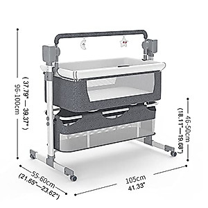 SteAnny Baby Bassinet Electric Rocking Baby Bed, Newborn Cribs with Remote, Infant Bedside Bed(Khaki/White)