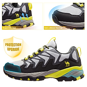 CAMELSPORTS Women's Hiking Shoes Waterproof Lightweight Trail Running Shoes Non-Slip Breathable Outdoor Sneakers for Trekking Walking Grey/Yellow