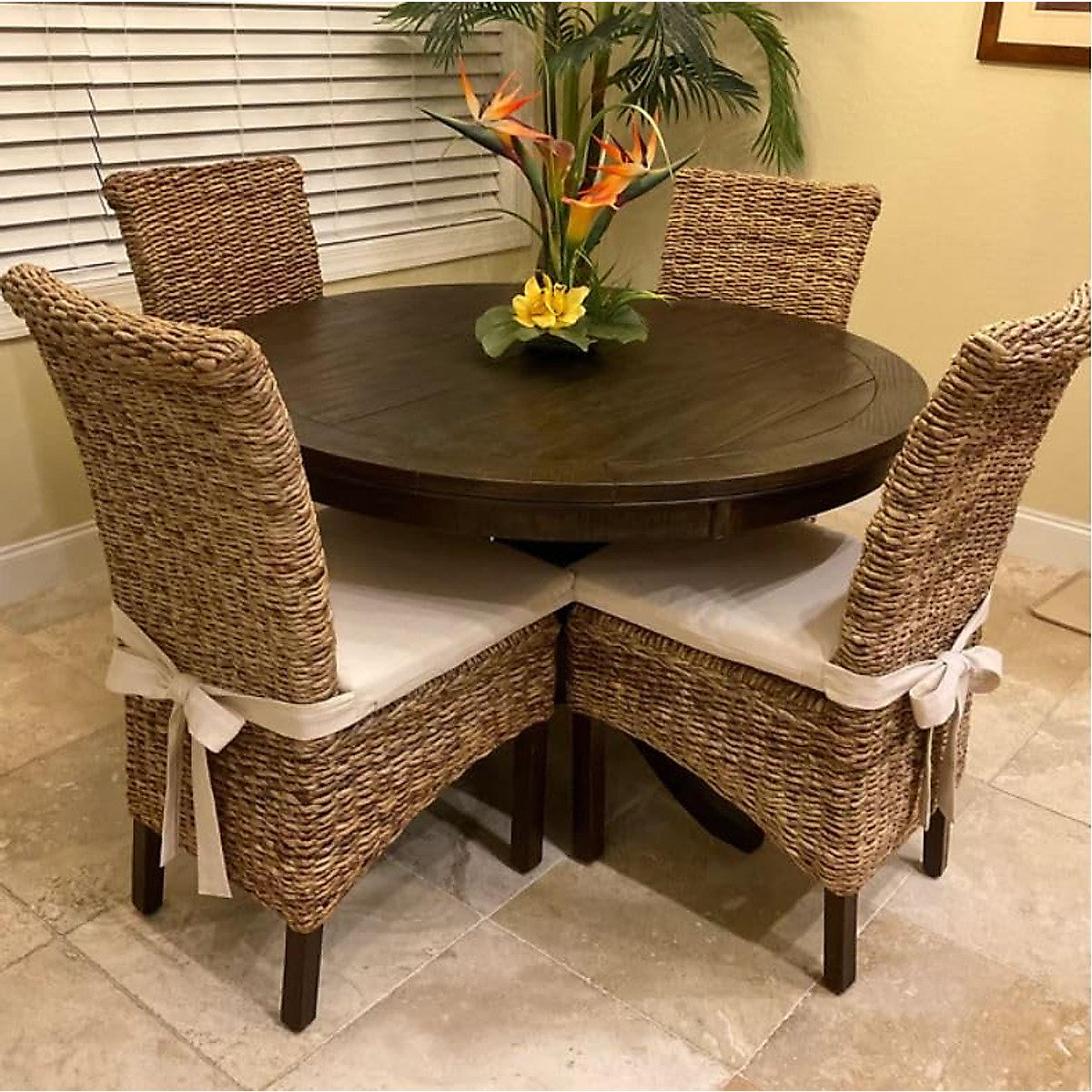 Chair Cushion Pad - Wicker Chair Cushion - seat cushion with 37" ties and removable foam insert Farmhouse Chair Cushions - Kubo Chair Replacement Cushion