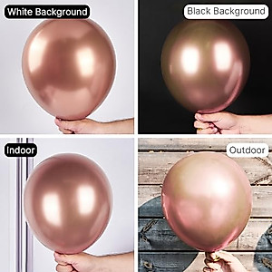 PartyWoo Metallic Rose Gold Balloons, 110 pcs 22 Inch Star Balloons and Rose Gold Balloons Different Sizes Pack of 18 Inch 12 Inch 10 Inch 5 Inch for Balloon Garland Balloon Arch as Party Decorations