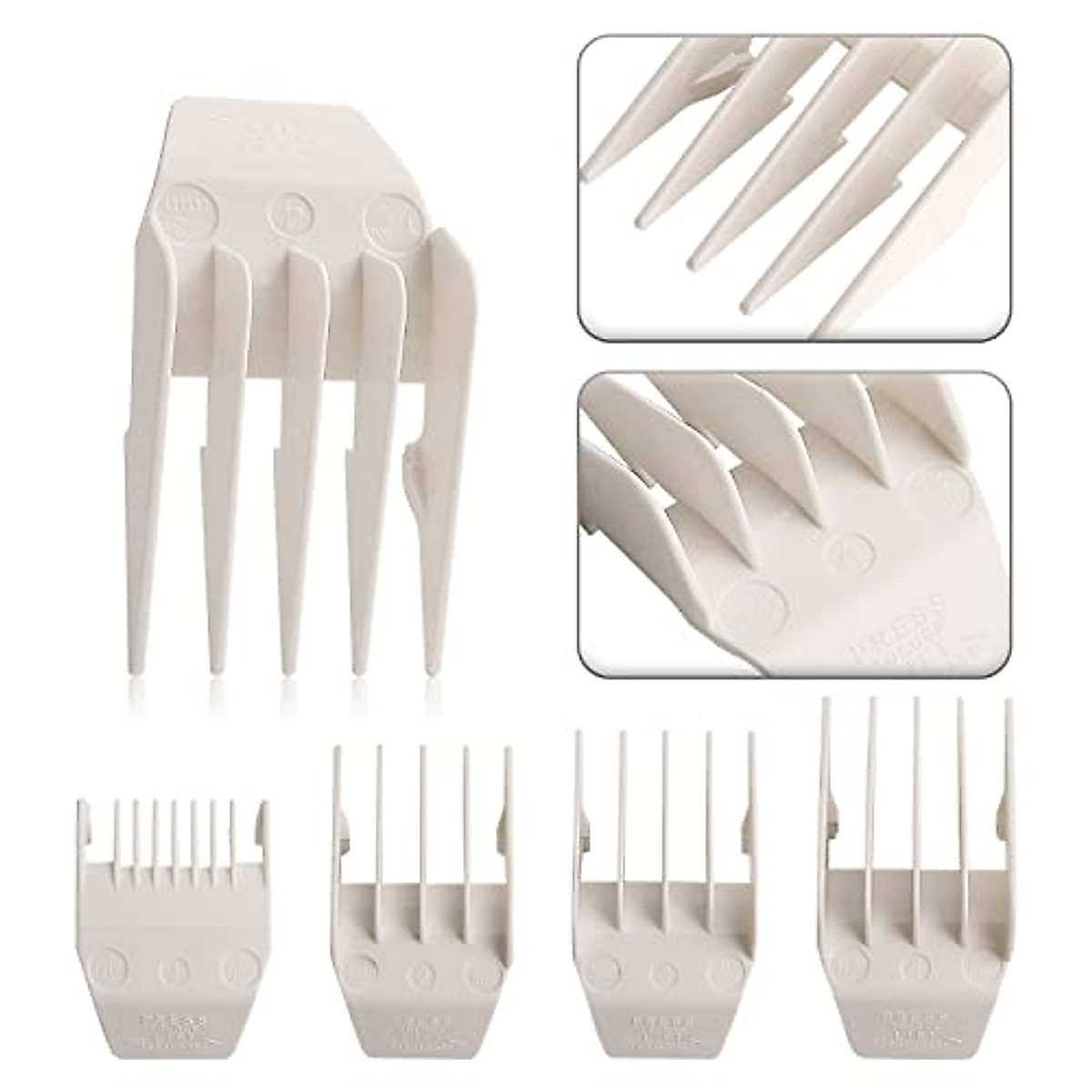 Professional Peanut Clipper Guards - 4-Piece Clipper Guides For Wahl Peanut, Trimmer Cutting Guides Set - Competible with Peanut Blade, White