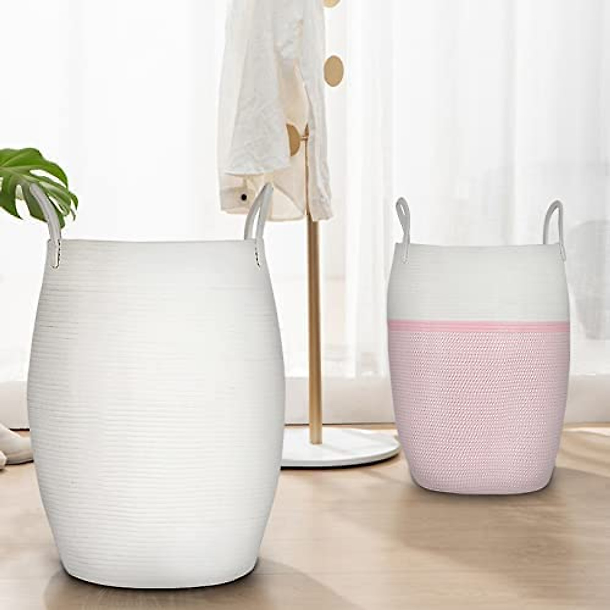 laundry basket woven baskets for organizing tall nursery hamper baby with handle big storage basket round decorative kids dirty clothes blanket basket living room towel fabric for cotton white