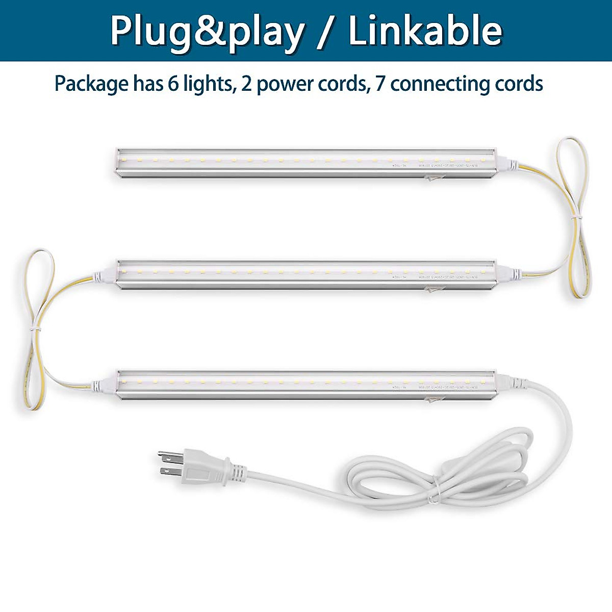 Barrina LED Under Cabinet Lighting, 12 inches, 5W 600LM 5000K, Super Bright, Separately Controllable Shop Light, Strip Lights Bar, Under Counter Lighting Fixture for Kitchen, Cupboard, 6-Pack