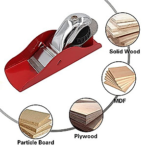 Mini Hand Planer 3-1/2 inch Red Adjustable, used for Wood Craft Processing, Carving and Trimming Projects, Carpenter DIY Model Making (Hand Planer Red)