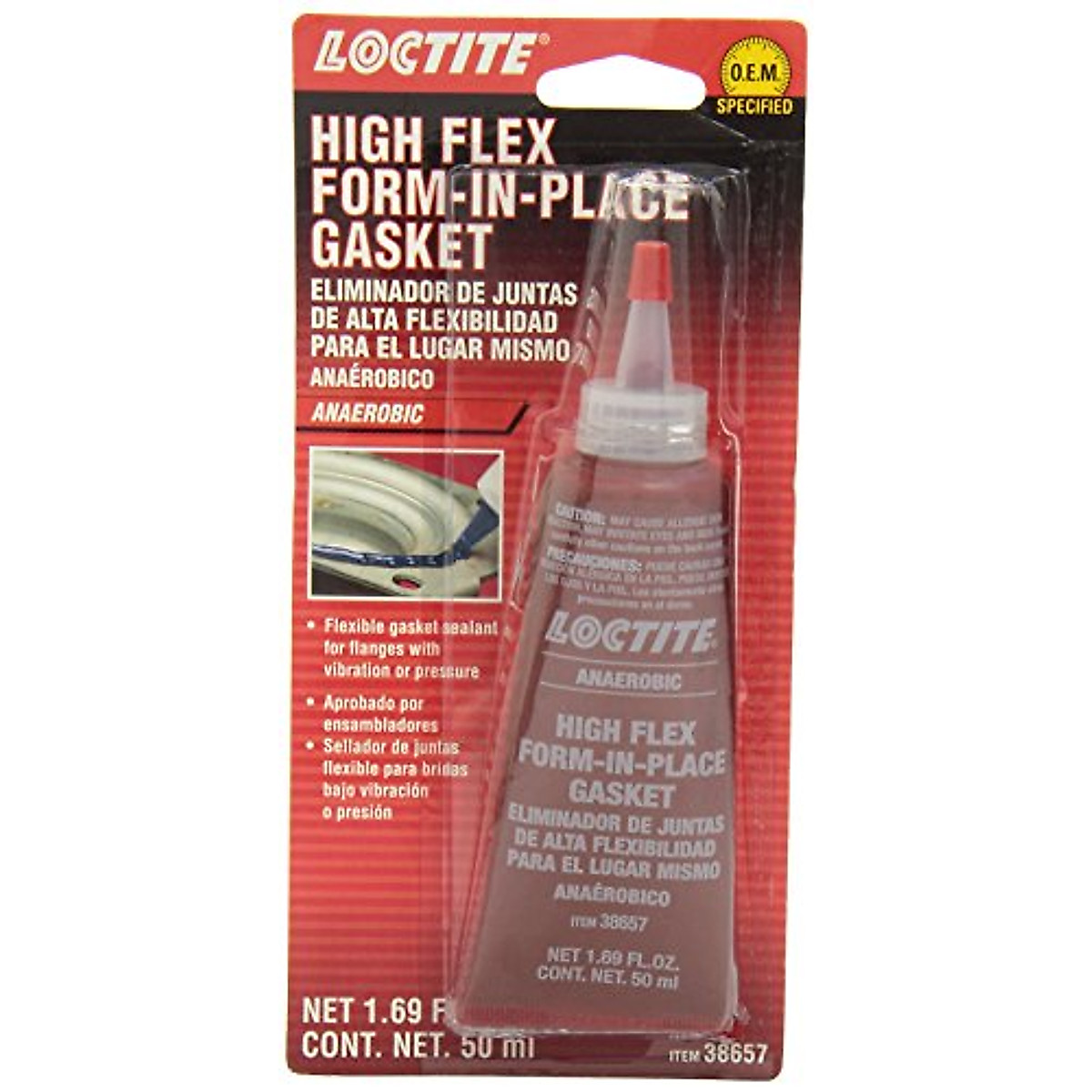 Loctite Flange Sealant, High Flex Gasket Maker: Silicone, Anaerobic, Flexible Form-in-Place, High-Temperature, Solvent-Resistant, O.E.M Specified 50 ml Tube (PN: 555354)