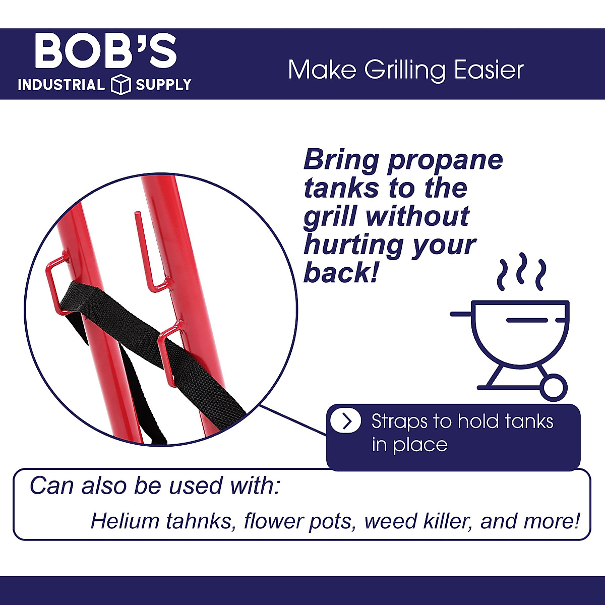 BISupply Propane Cylinder Dolly - 40lb Propane Tank Cart Hand Truck for Gas Propane Tanks 2 Wheel Dolly Cart