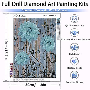Rustic Flower Painting Kits Farmhouse 5D Diamond Art Kits for Beginner, DIY Full Drill Diamond Dots Paintings with Diamonds Gem Art and Crafts for Adults Home Wall Decor