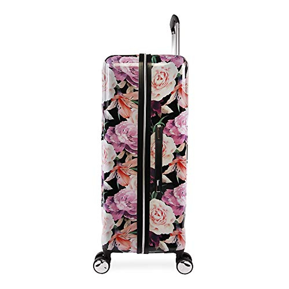 BEBE Women's Luggage Marie 29" Hardside Check in Spinner, Telescoping Handles, Black Floral Print, One Size