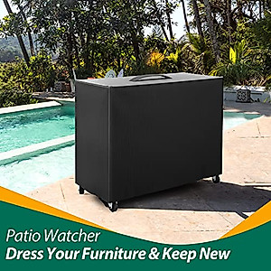 Patio Watcher Cooler Cart Cover Waterproof with Coating, Fits Most 80 Quart Rolling Cooler Cart Cover, Outdoor Beverage Cart Patio Ice Chest Protective Covers, Black，37"(L) x 18" (W) x 29"(H)