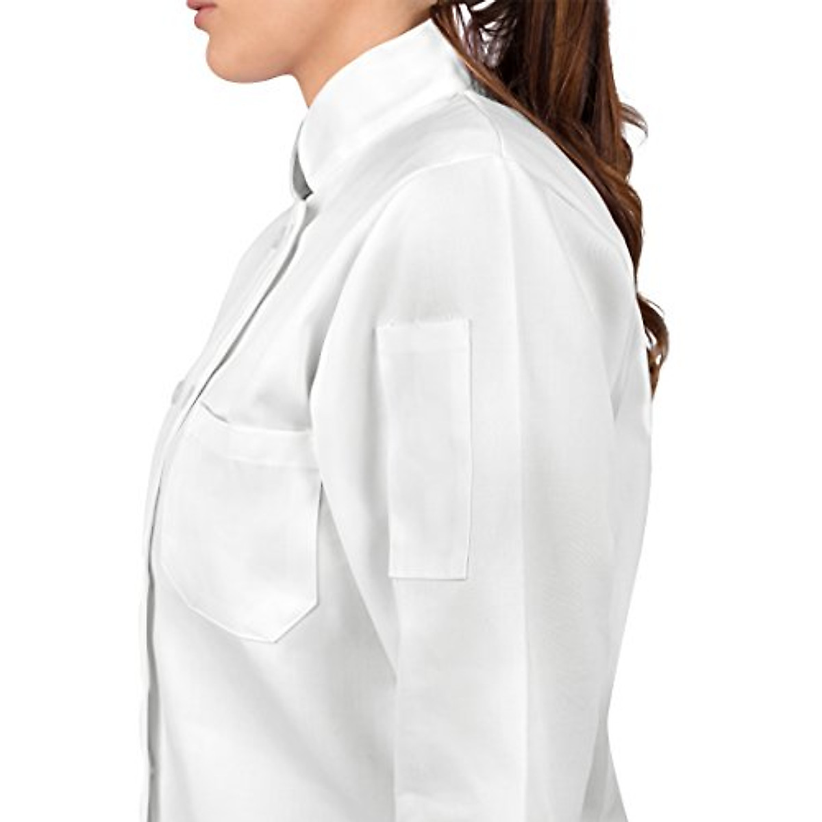 KNG 3/4 Sleeve White Chef Coat for Women - Ladies Fitted Chefs Jacket - M