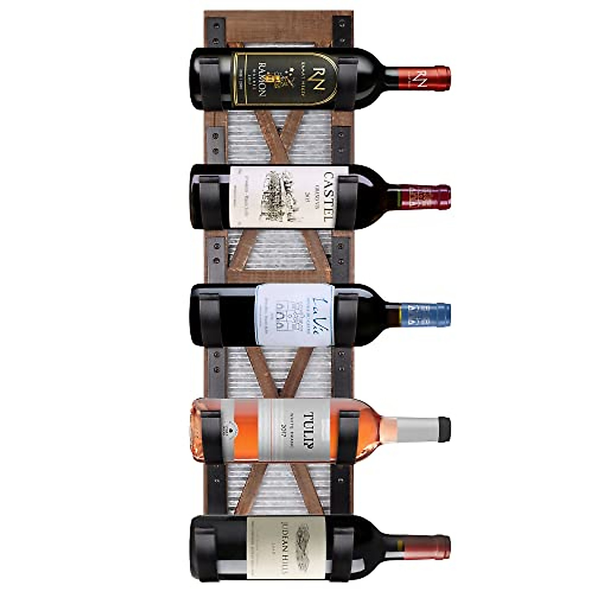 Autumn Alley Farmhouse Towel Holder, Rustic Wine Rack, Rolled Towel Rack, and Wine Holder for Farmhouse Bathroom Accessories Décor, Wall Mounted Towel Rack, Rustic Brown