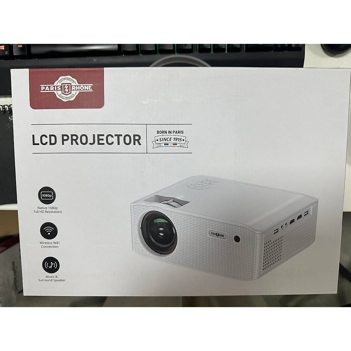 Projector with WiFi, Native 1080P Portable Outdoor Projector 4K Supported, 400 ANSI PARIS RHÔNE Movie Mini HD Projector for Home, 220” 12000L Built-in Speaker, Compatible with TV Stick/iOS/Android/PS5