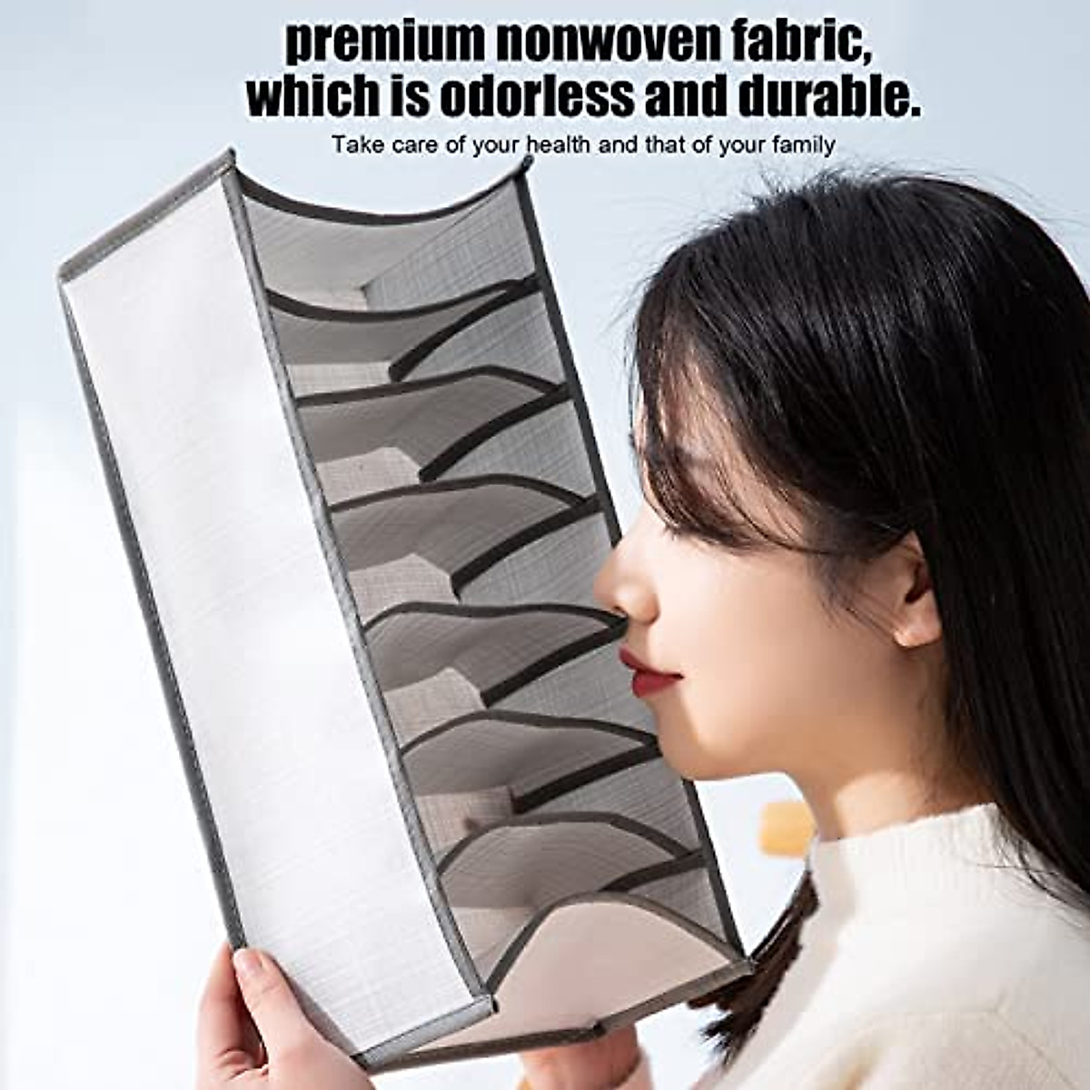 plplaaoo Clothes Drawer Organizer, Wardrobe Clothes Organizer, 7 Grids Large Capacity Stackable Odorless Fabrics Space Saving Clothes Storage Organizer for Bedroom Dorm Room(White)