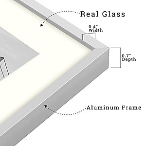 Frametory, 16x20 Metal Picture Frame with Mat for 11x14 Picture & Real Glass, Aluminum Photo Frame Collection (Silver, 2 Pack)