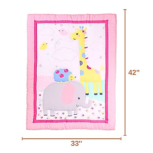 Baby Bees Zoo Safari Crib Bedding Sets for Girls | 4 Pieces Baby Bedding of Crib Sheet, Quilt, Dust Ruffle, Toddler Pillowcase for Standard Size Crib