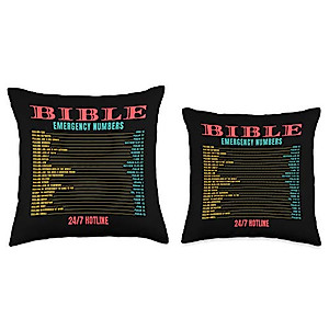 PNMerch Faith Bible Emergency Christian Gift Hotline Numbers Throw Pillow, 18x18, Multicolor