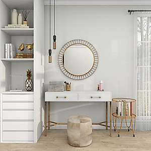 CosmoLiving by Cosmopolitan Metal Deep Set Rolling Mesh Laundry Basket Storage Cart - Black, Gold, White - 17 x 17 x 25 Gold