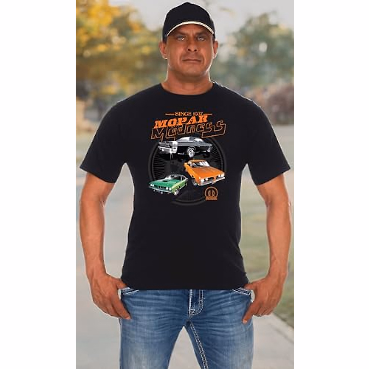 Men's Mopar Maddness T-Shirt Short Sleeve Black Crew Neck Shirt (2X, Black)
