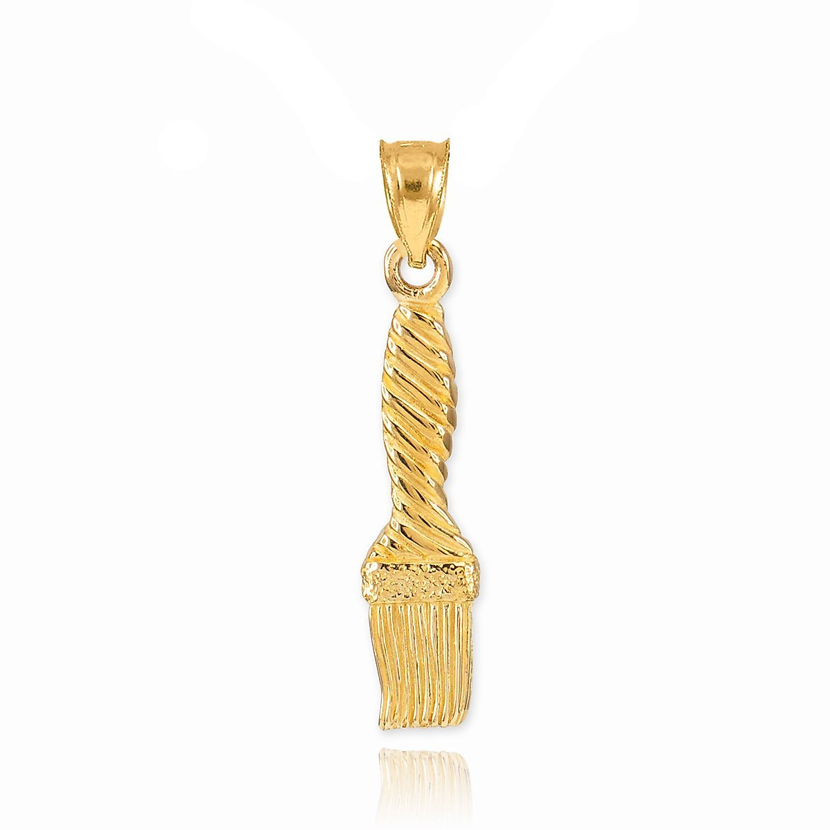 Trendy Necklaces Fine 10k Yellow Gold Paint Brush Charm Pendant