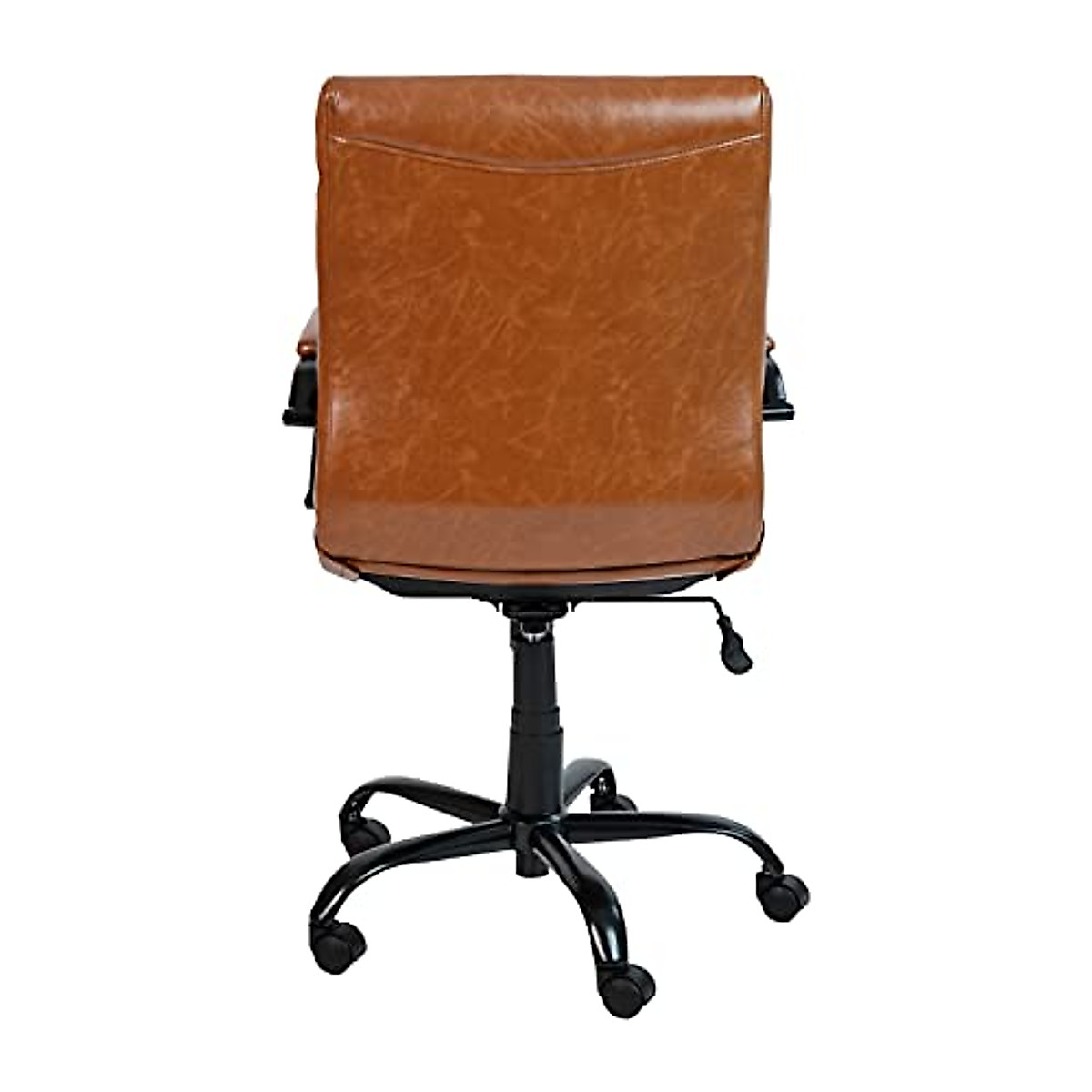 Flash Furniture Whitney Mid-Back Desk Chair - Brown LeatherSoft Executive Swivel Office Chair with Black Frame - Swivel Arm Chair
