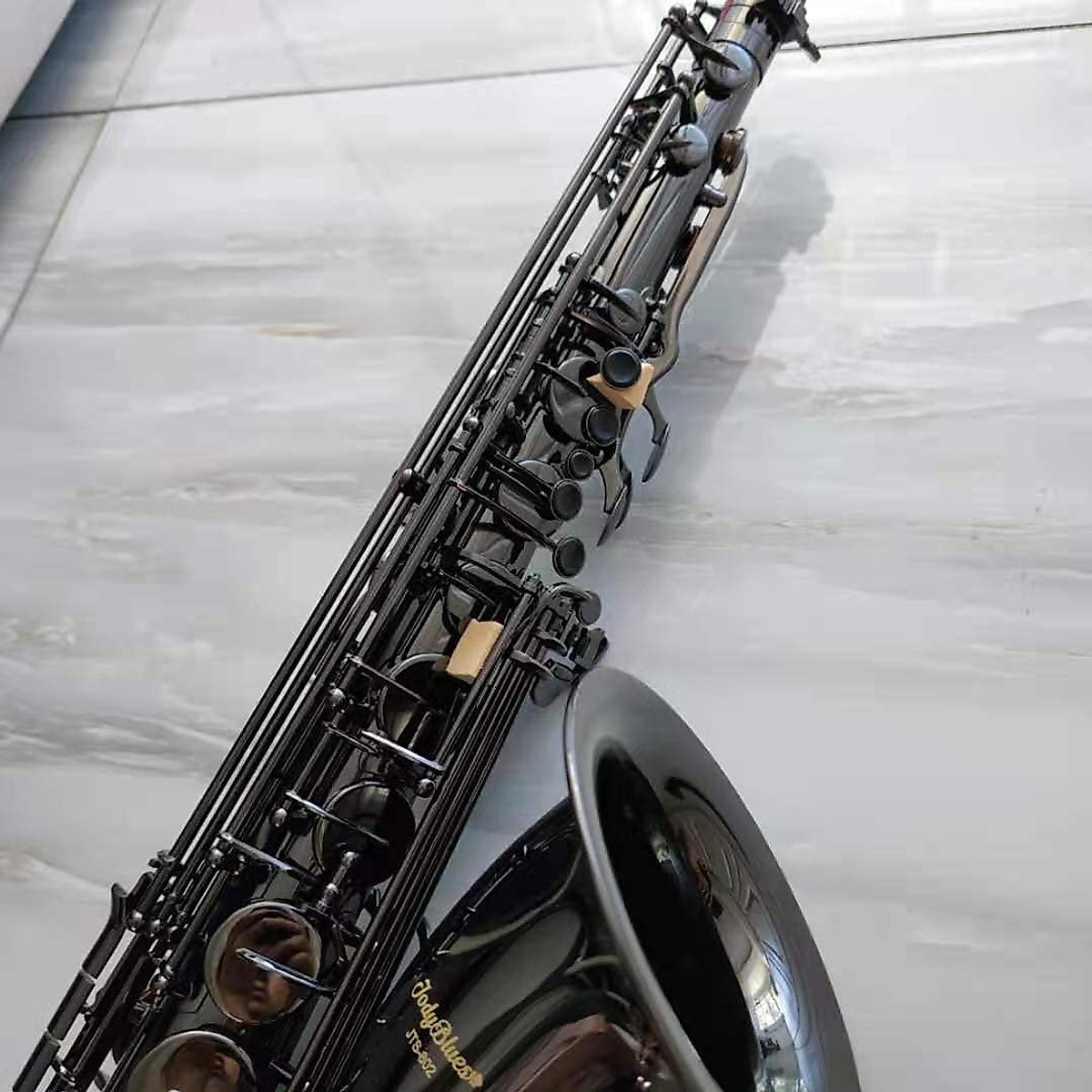 JodyBlues JTS-802 Tenor Saxophone Bb Professional Black lacquered Tenor Sax with Cleaning Cloth，Gloves, Carrying Case, Mouthpiece, Neck Straps,Reeds