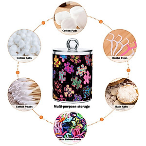 Puzzles 2 Pack Qtip Holder Organizer Dispenser Plastic Bathroom Jars Storage Containers with Lids Clear Plastic Storage Jars for Organizing