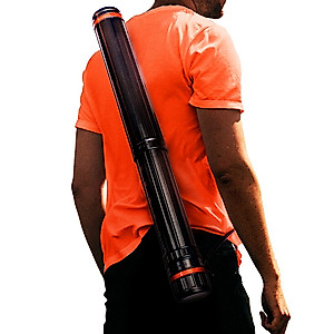 VViViD 17.5” - 29.5” inch Black Telescoping Storage Tube, with Carrying Strap, for Posters, Documents, Art, Blueprints, and More