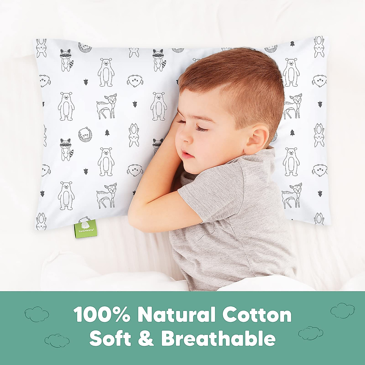 KeaBabies Toddler Pillowcase for 13X18 Pillow - Organic Toddler Pillow Case for Boy, Kids - 100% Natural Cotton Pillowcase for Miniature Sleepy Pillows - Toddler First Pillow