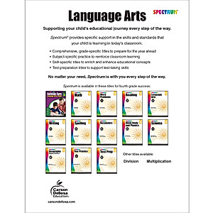 Spectrum Language Arts Grade 4, Ages 9 to 10, 4th Grade Language Arts Workbook, Vocabulary, Sentence Types, Parts of Speech, Writing Practice, and Grammar Workbook - 200 Pages (Volume 14)
