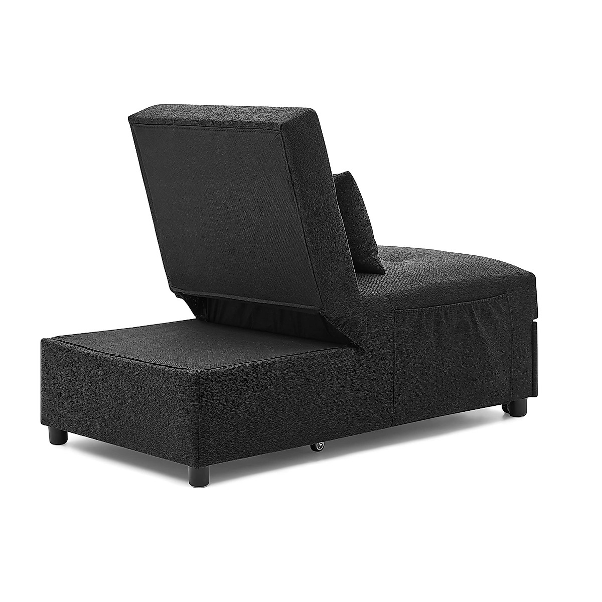 HomSof Folding Sleeper Sofa Bed,4 in 1 Function,Work as Ottoman,Chair Chaises Longues, Black