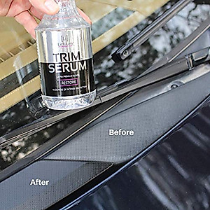 Trim Serum- Plastic Restorer- Restores Even the Most Damaged Plastic, Rubber and Vinyl, Last For Months, Penetrates Plastic Pores Restoring Color. (16oz).