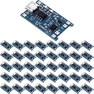 Weewooday Charging Module Battery Charging Board with Battery Protection BMS 5v Micro USB 1a Lithium Charge Module(40 Pieces)