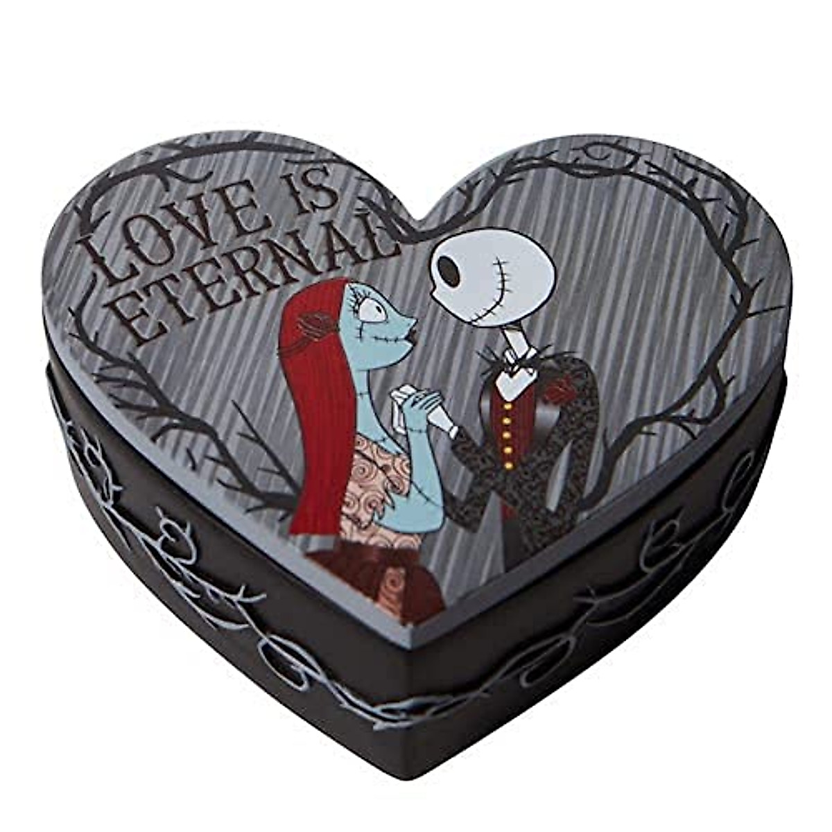 Enesco Disney Showcase Couture de Force The Nightmare Before Christmas Jack Skellington and Sally Jewerly Storage Trinket Box with Lid, 1.26 Inch, Multicolor