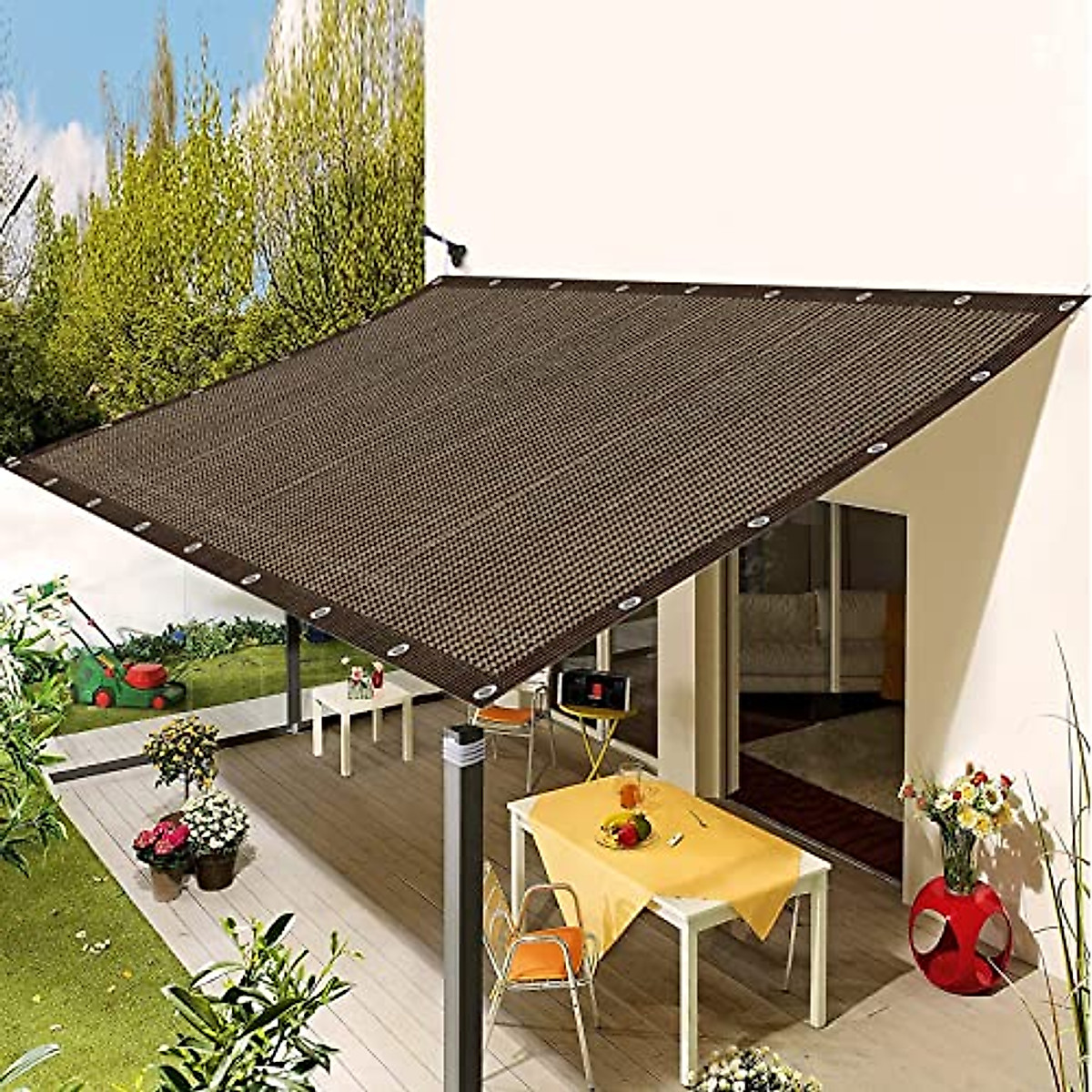 Shade Cloth, Sun Shade Sail Awning 2.5 x 9.5 m,Patio Shack Resistant Rectangle Garden, Sunshade Sunscreen Awnings,Shelter for Outdoor Patio Shading Net, for Garden/Pool/Terrace/Balcony, Brown